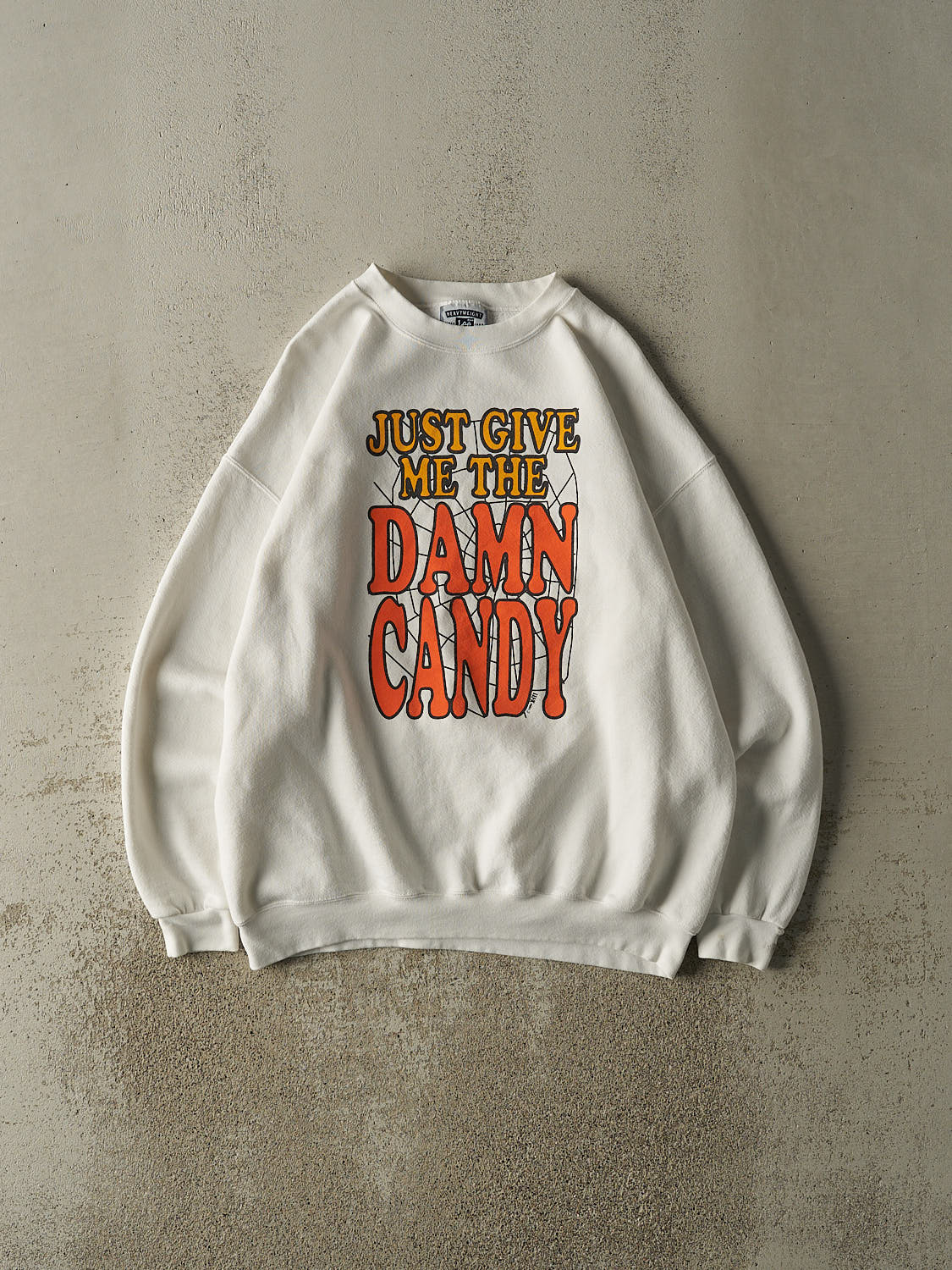 Vintage 94' White "Give Me The Damn Candy" Slogan Crewneck (XL ...