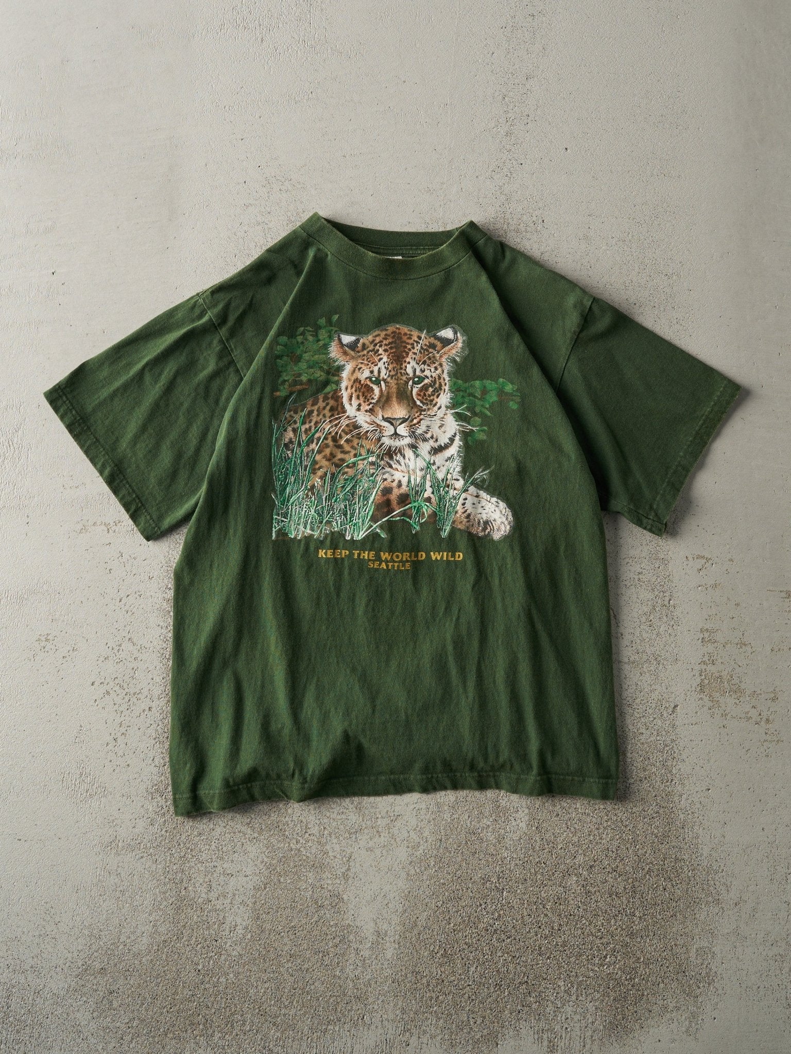 Vintage 90s Forest Green Keep The World Wild Seattle Tee (S ...