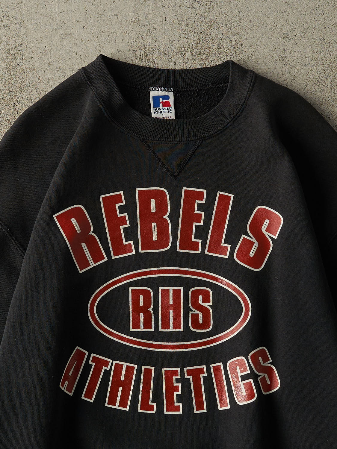 Vintage 90s Black RHS Rebels Russell Athletic Crewneck (M/L ...