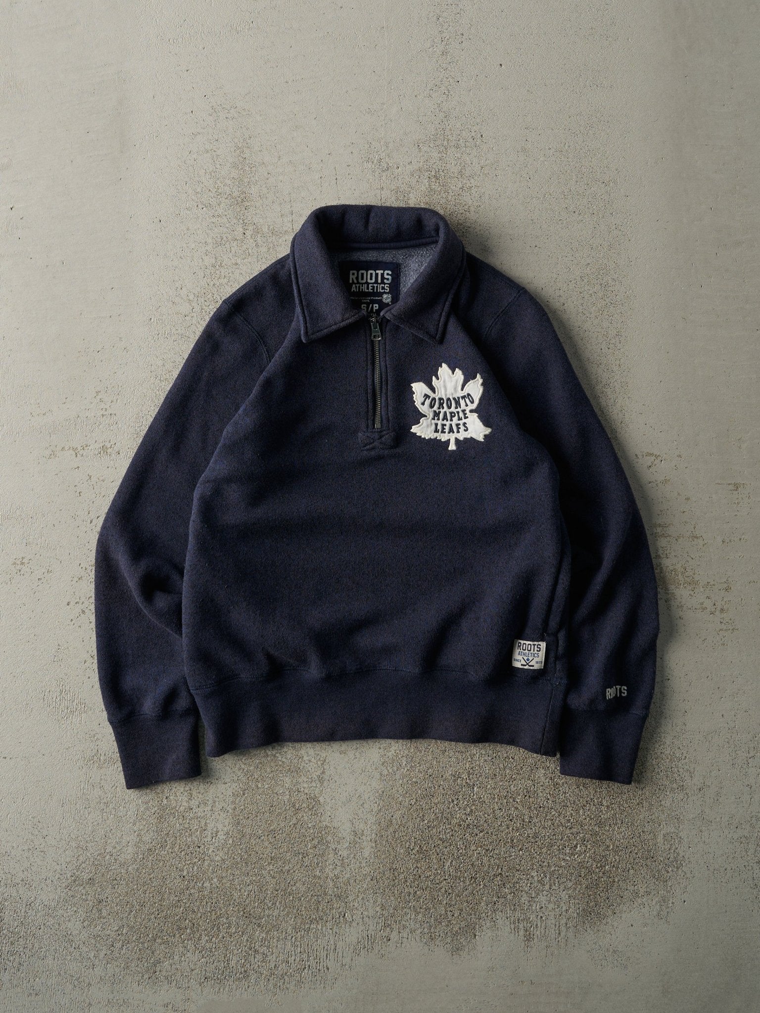 Vintage Y2K Navy Blue Embroidered Toronto Maple Leafs Quarter Zip Swea ...