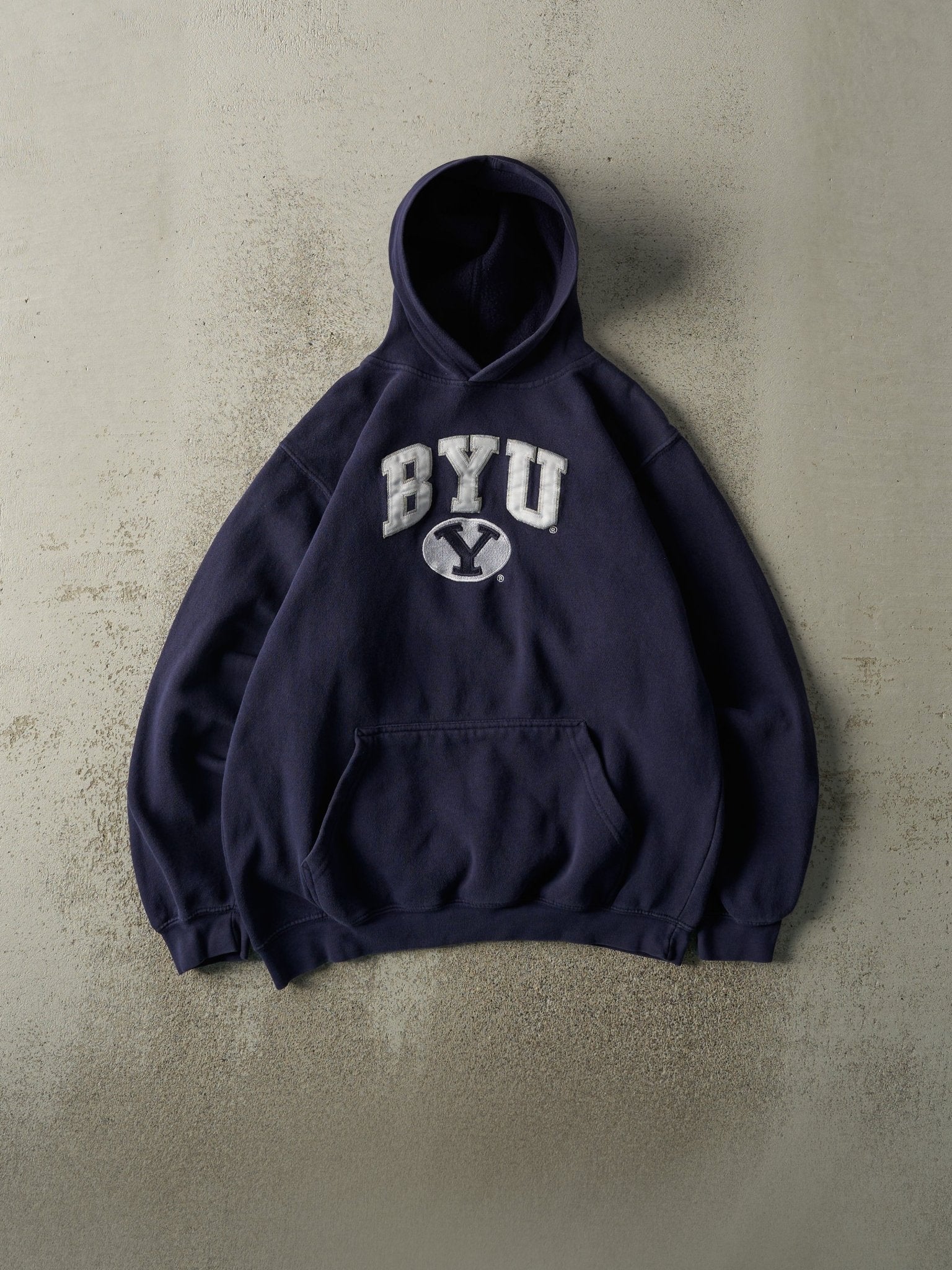 Vintage Y2K Navy Blue Embroidered BYU University Hoodie (M) – Rebalance ...