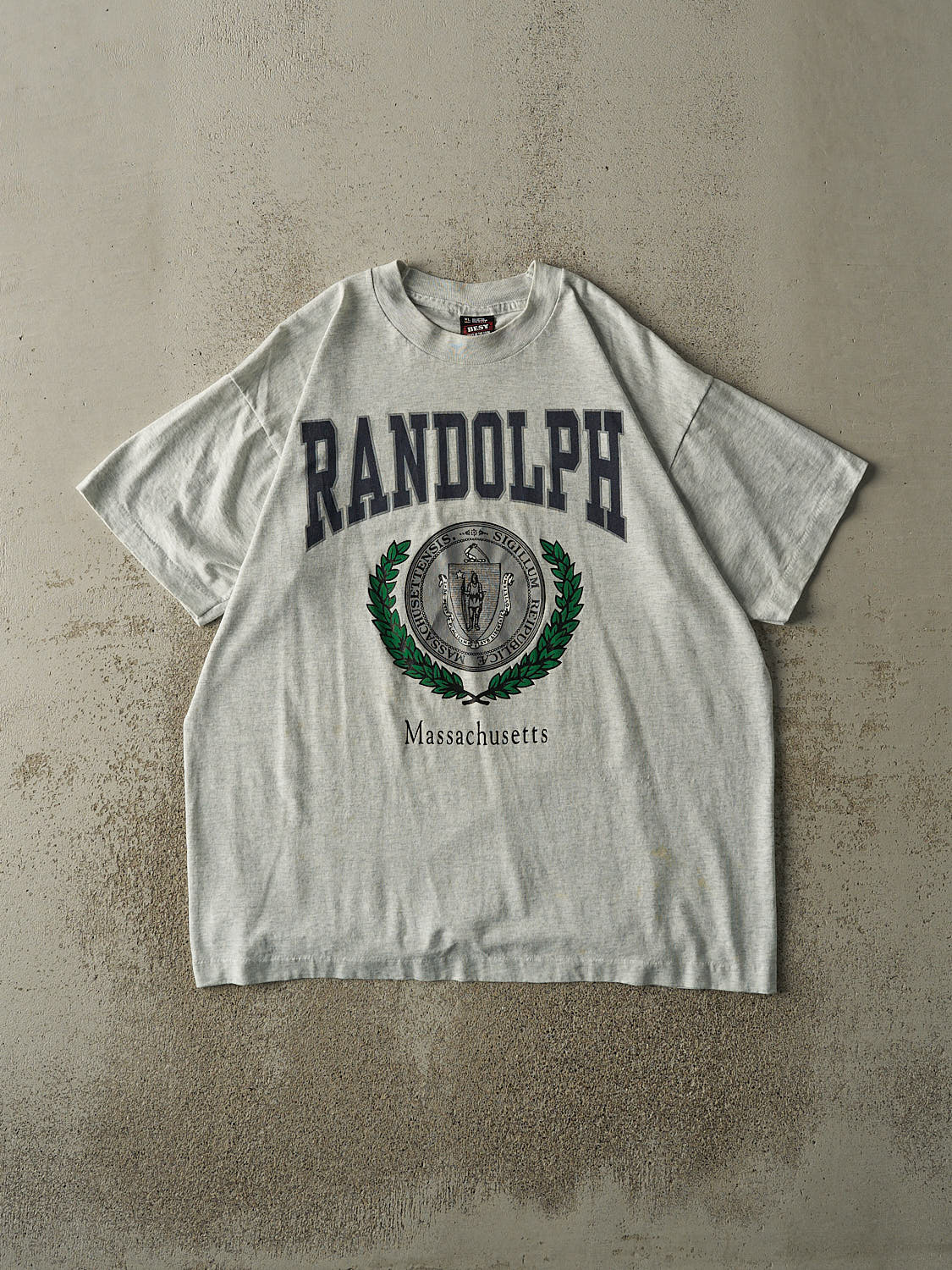 Vintage 90s Heather Grey Randolph Massachusetts Single Stitch Tee (L/X ...