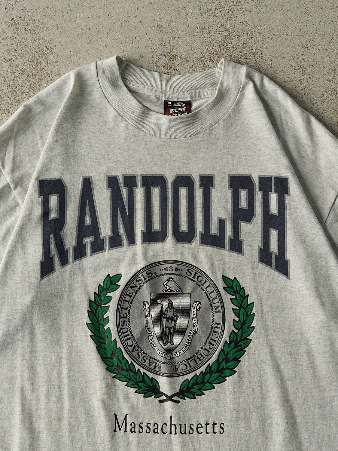 Vintage 90s Heather Grey Randolph Massachusetts Single Stitch Tee (L/X ...