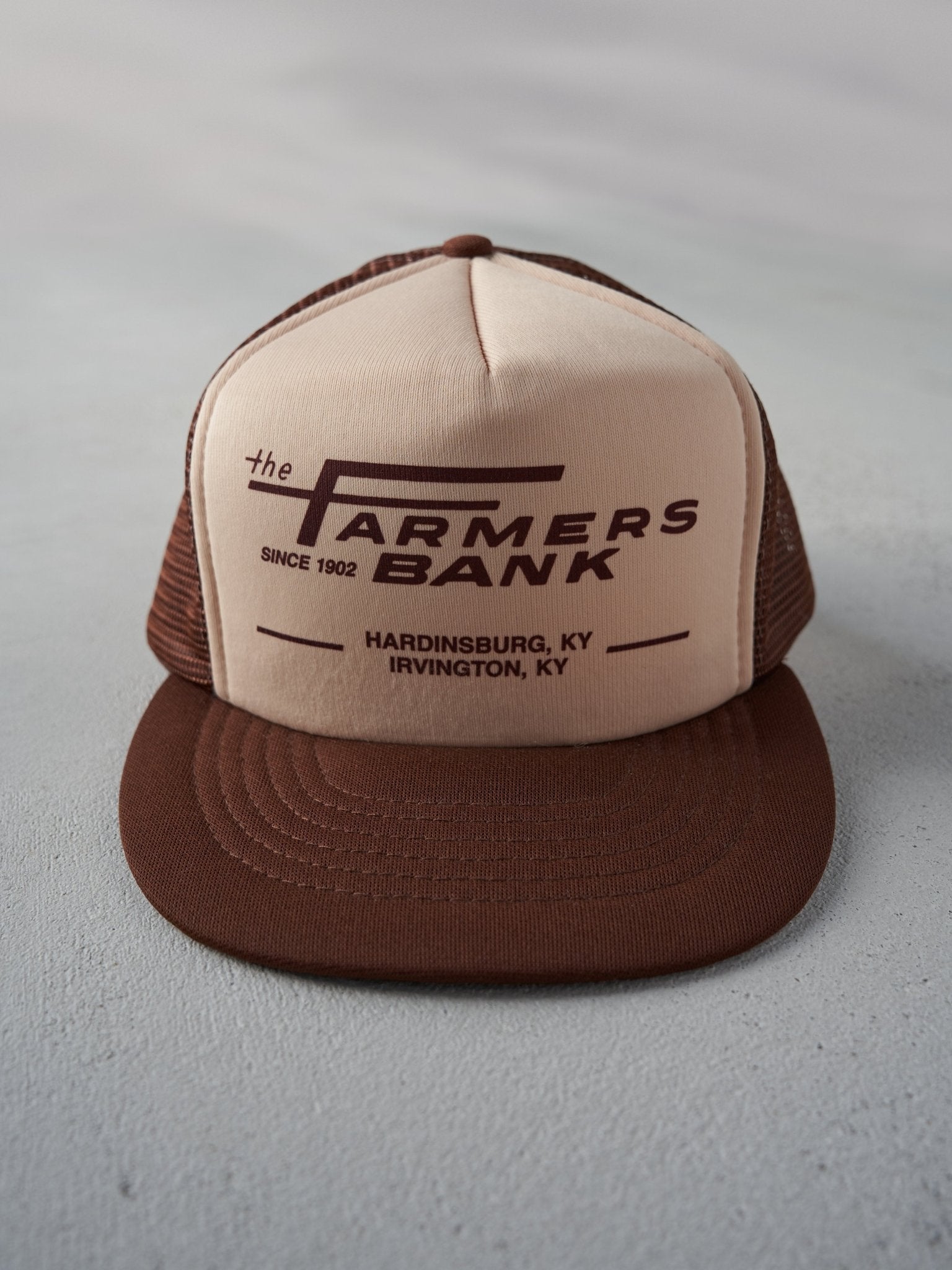 Vintage 80s Chocolate Brown Farmers Bank Trucker Snapback Hat ...