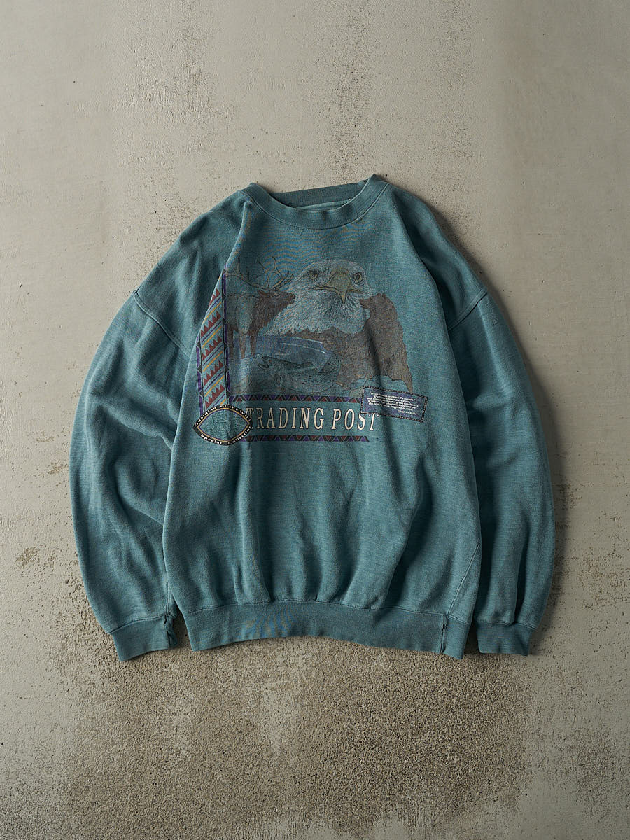 Vintage 90s Teal Trading Post Eagle Crewneck (L/XL) – Rebalance Vintage