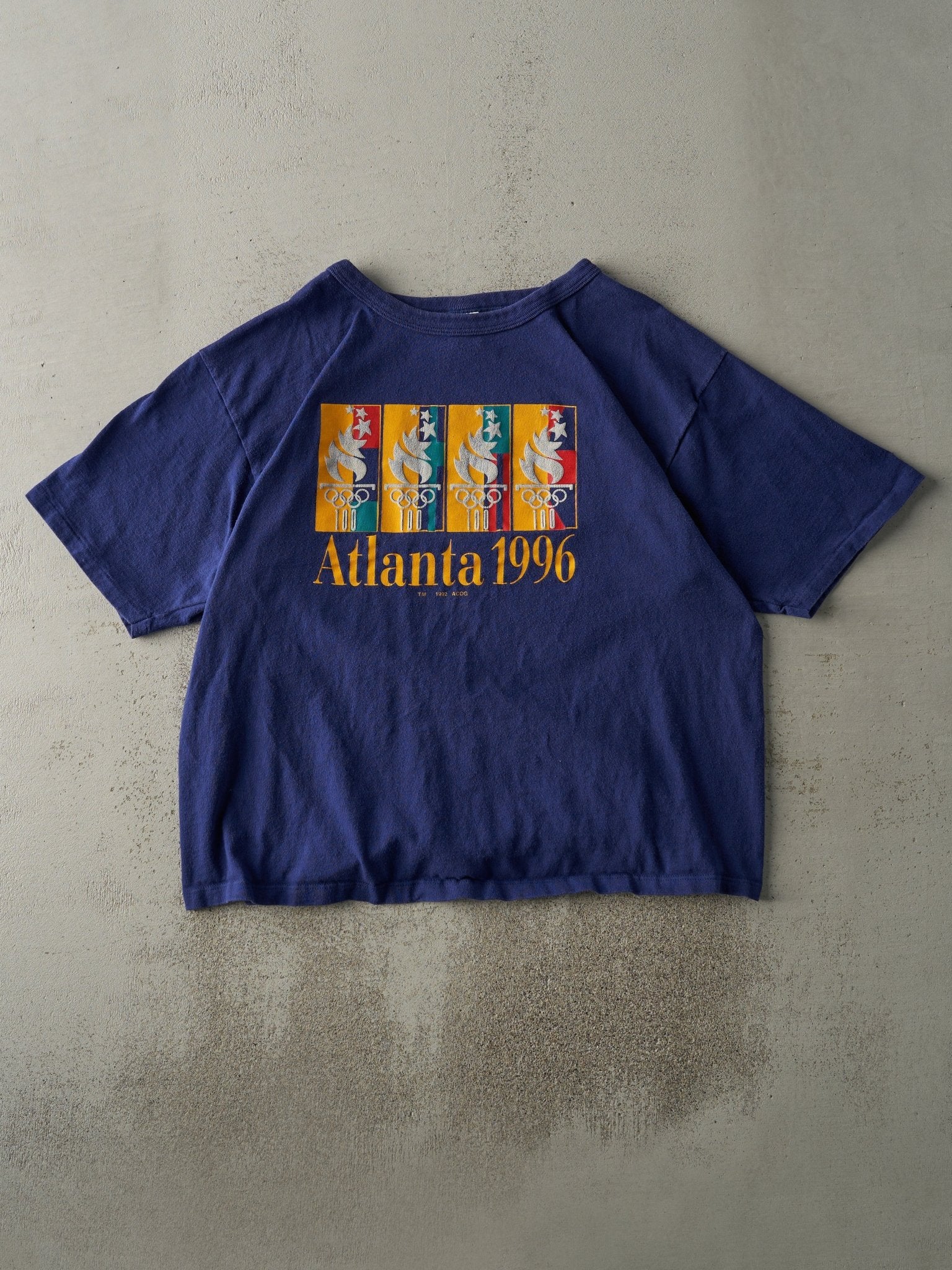 Vintage 96' Royal Blue Atlanta Olympics Boxy Tee (L) – Rebalance Vintage