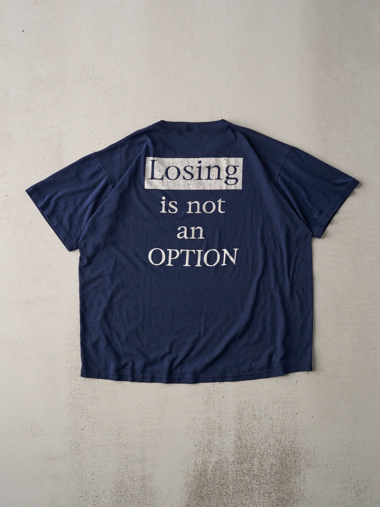 Vintage '96 Navy "Losing Is Not An Option" Barton Football Boxy Tee (L ...