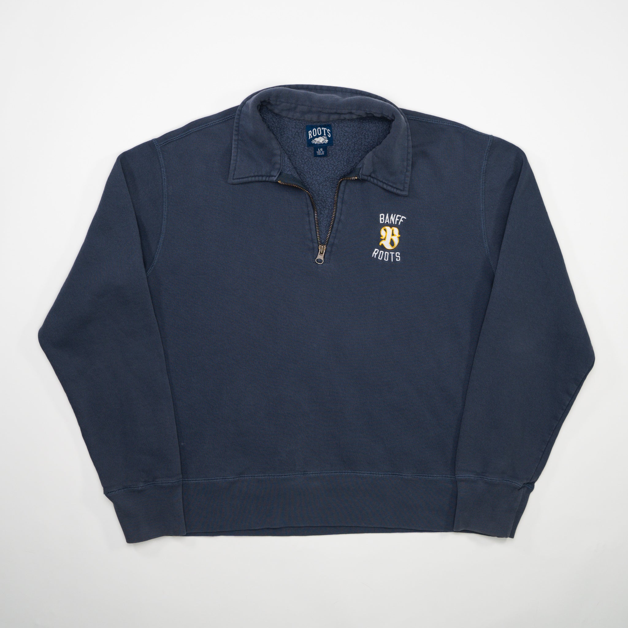 Vintage Blue Banff x Roots 1/4 Zip Sweater (L) – Rebalance Vintage