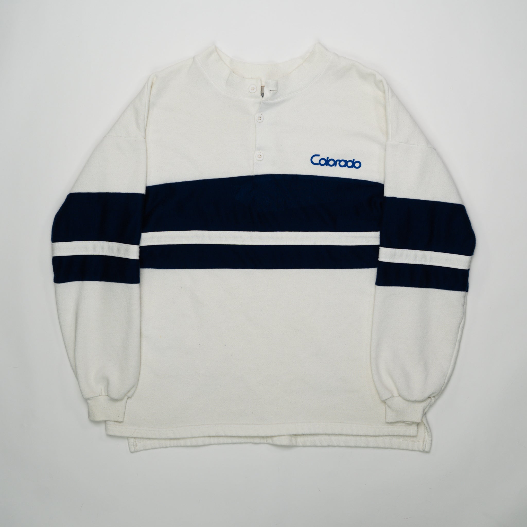 Vintage 80s White + Blue Colorado 1/4 Button Sweater (L) – Rebalance ...