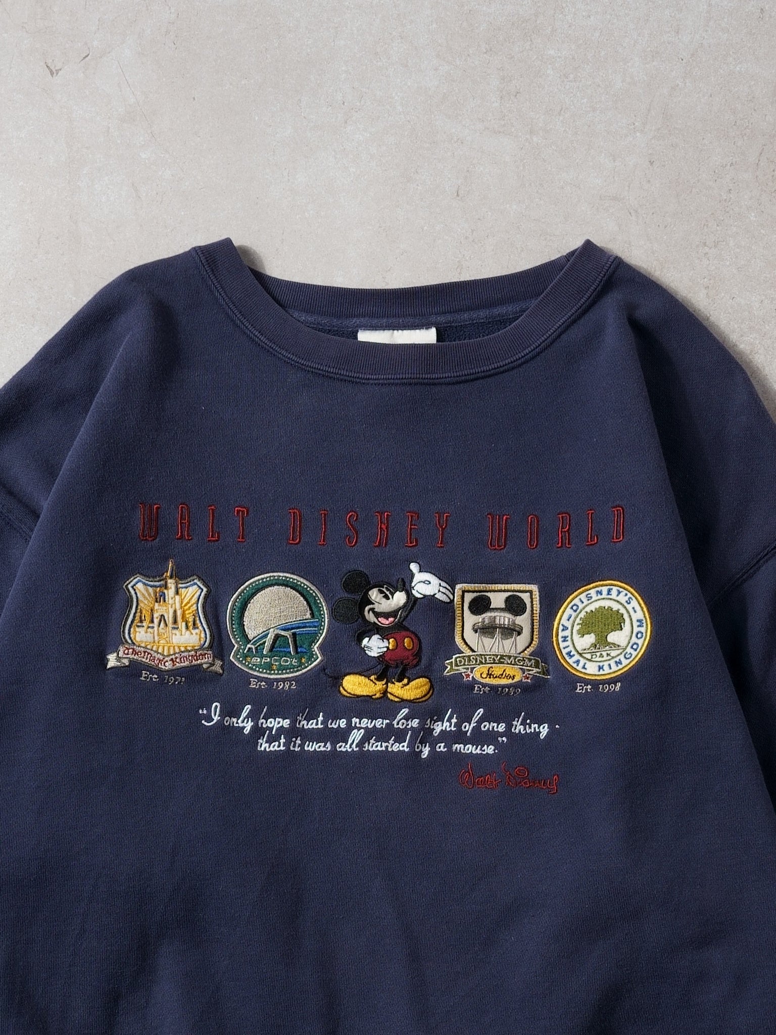 Vintage 98' Navy Blue Walt Disney World 5 Emblem Mickey Mouse Patch Cr ...
