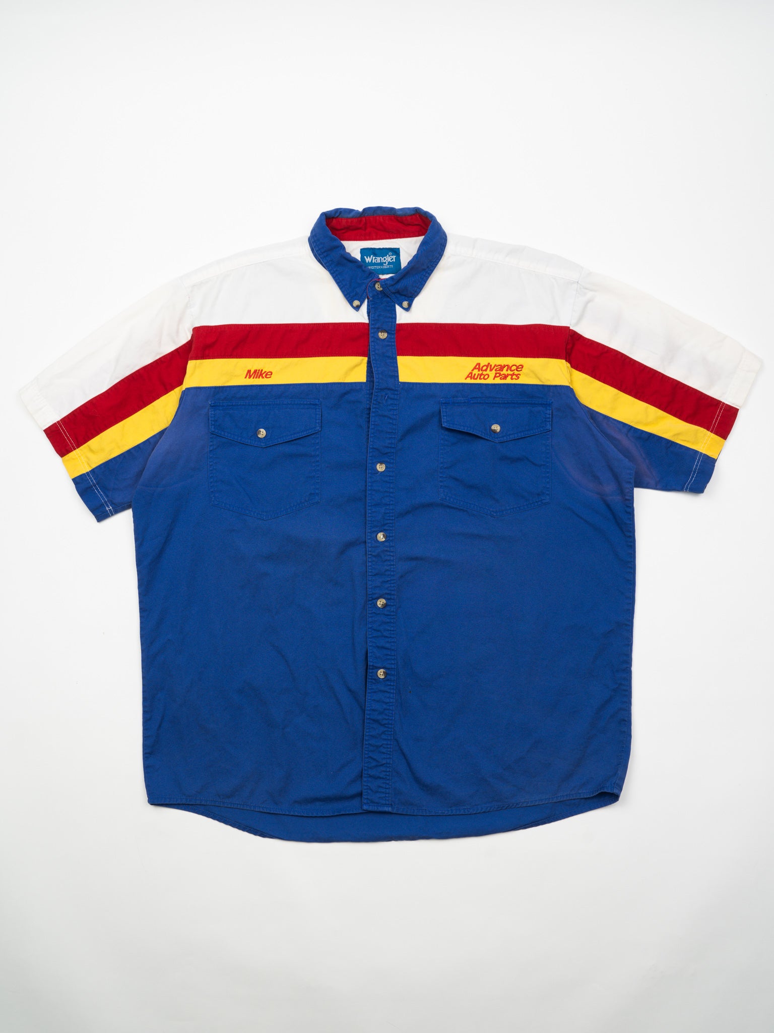 Vintage Multicolor Wrangler Advanced Auto Parts Button Up Shirt (XL ...