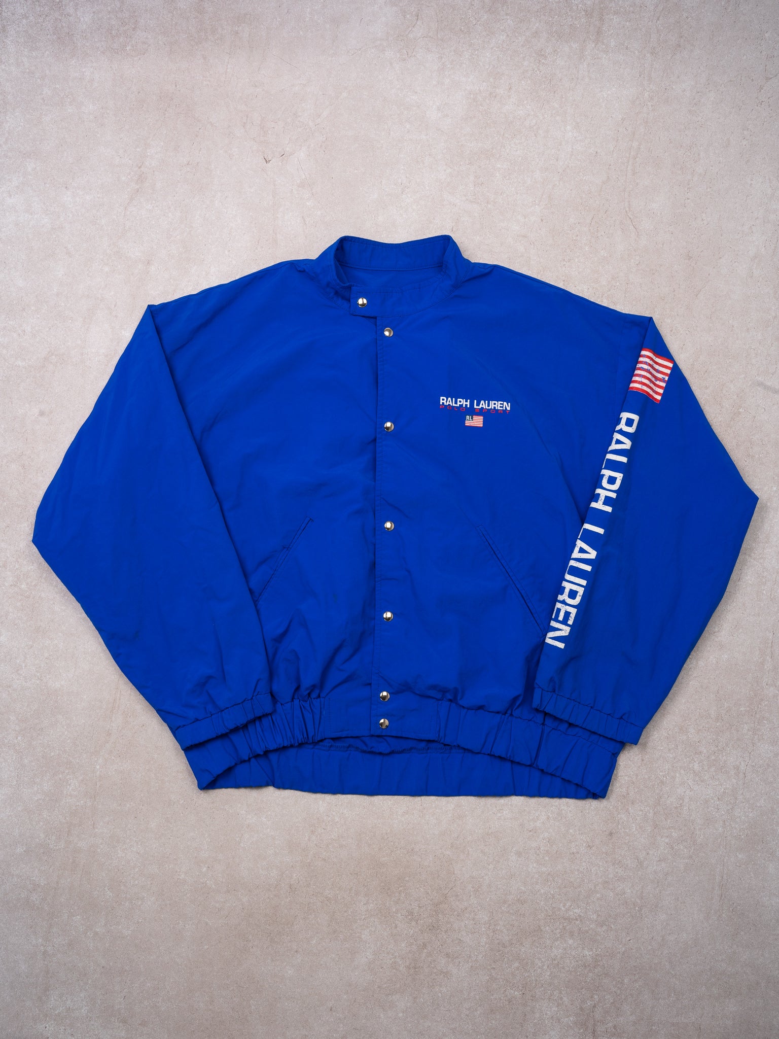 Vintage Bright Blue Polo Sport RL Button Up Windbreaker (XL ...
