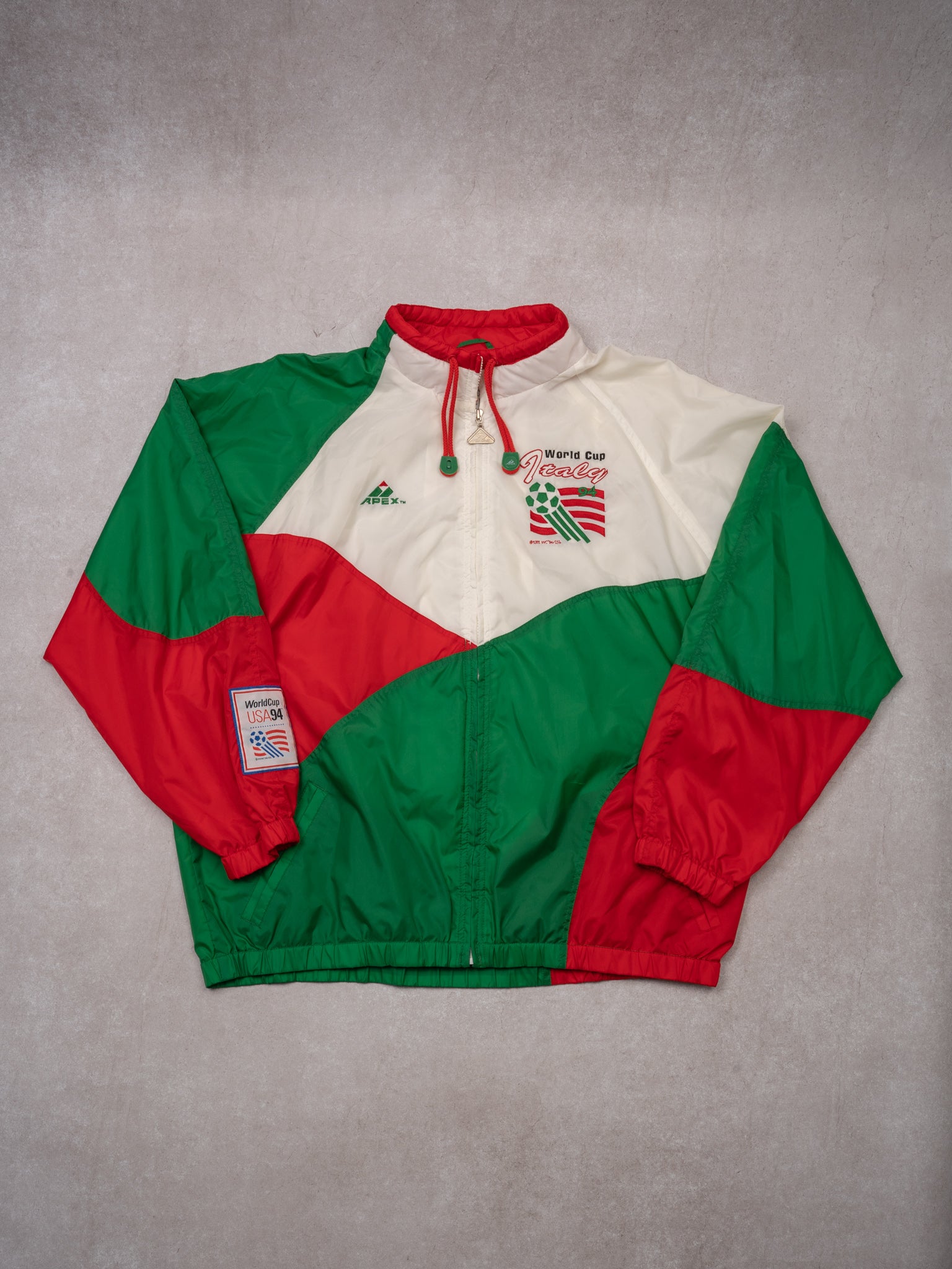 Vintage '94 White + Green + Red World Cup Italy Windbreaker (XL/XXL ...