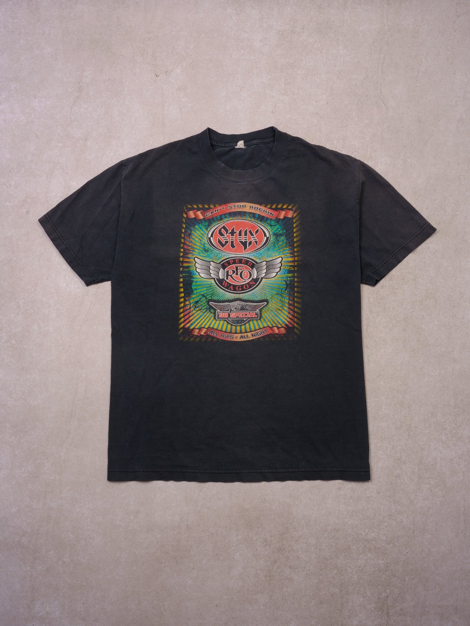Vintage Washed Black Stux Speed Wagon 38 Special Graphic Tee (M ...
