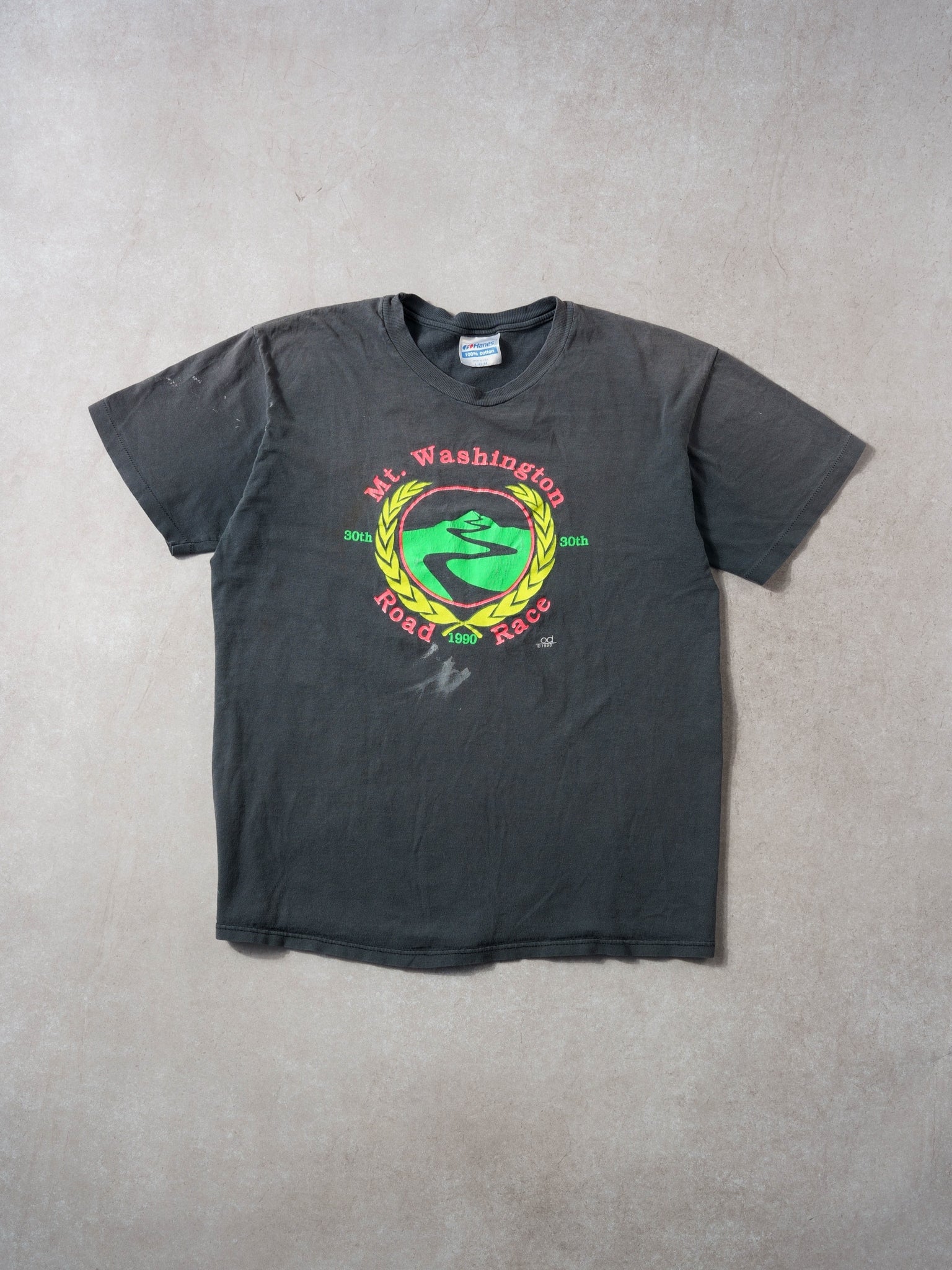 Vintage 90' Washed Black Mt. Washington Road Race Graphic Tee (M/L ...