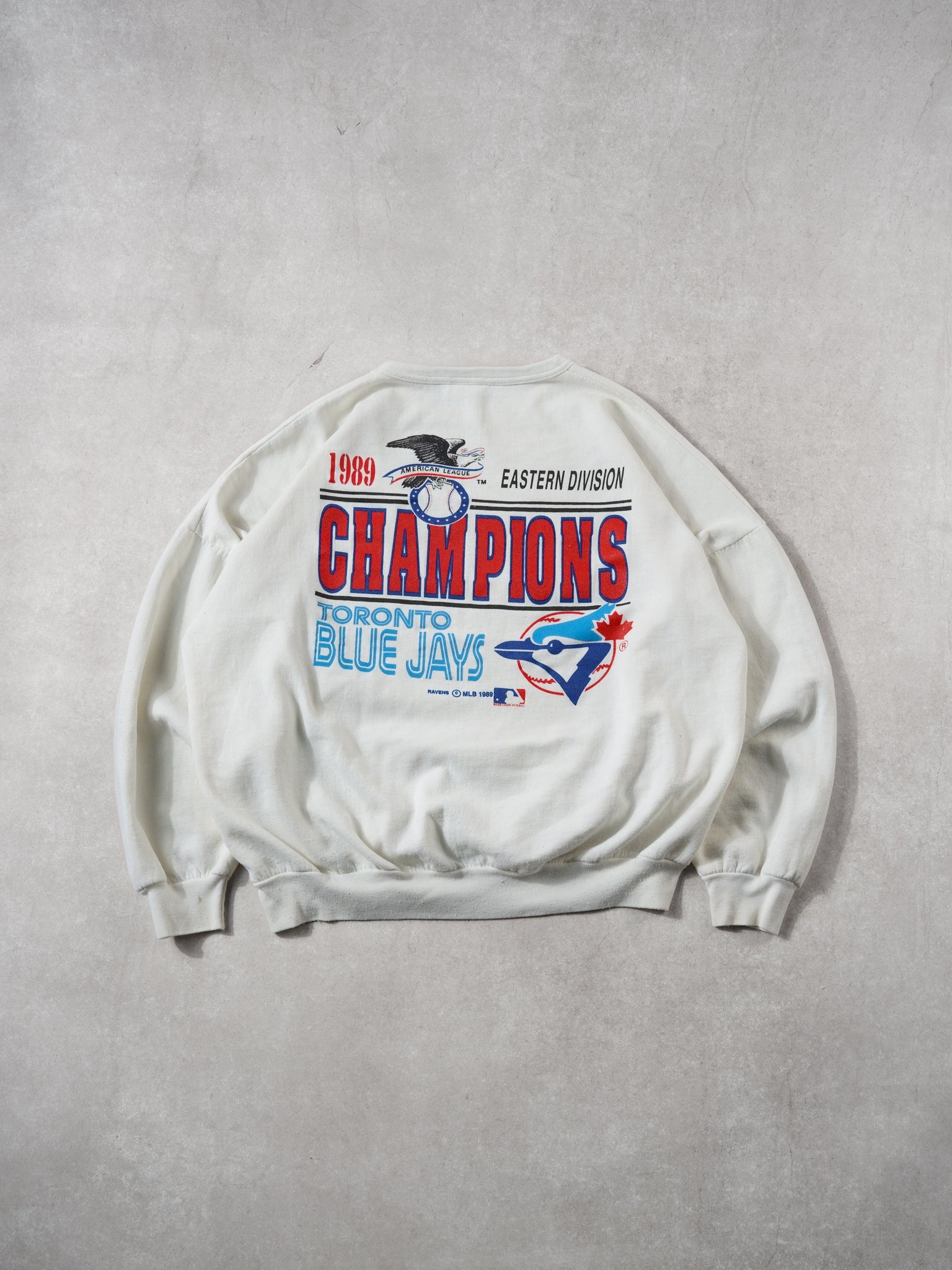 Vintage 89' White Toronto Blue Jays Eastern Champions Crewneck (L ...