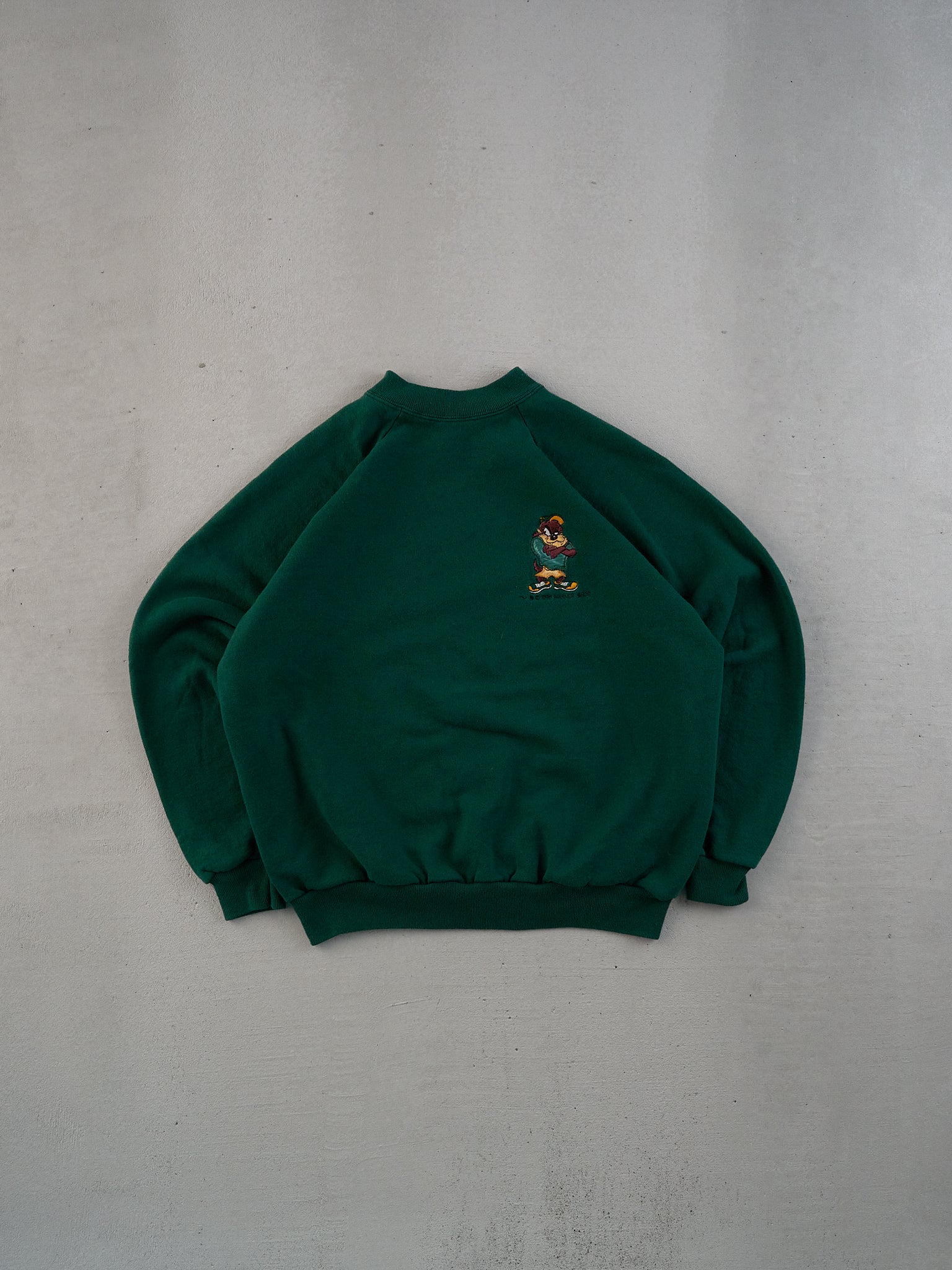 Vintage 96' Pine Green Warner Bros Tazz Embroidery Mockneck (M ...